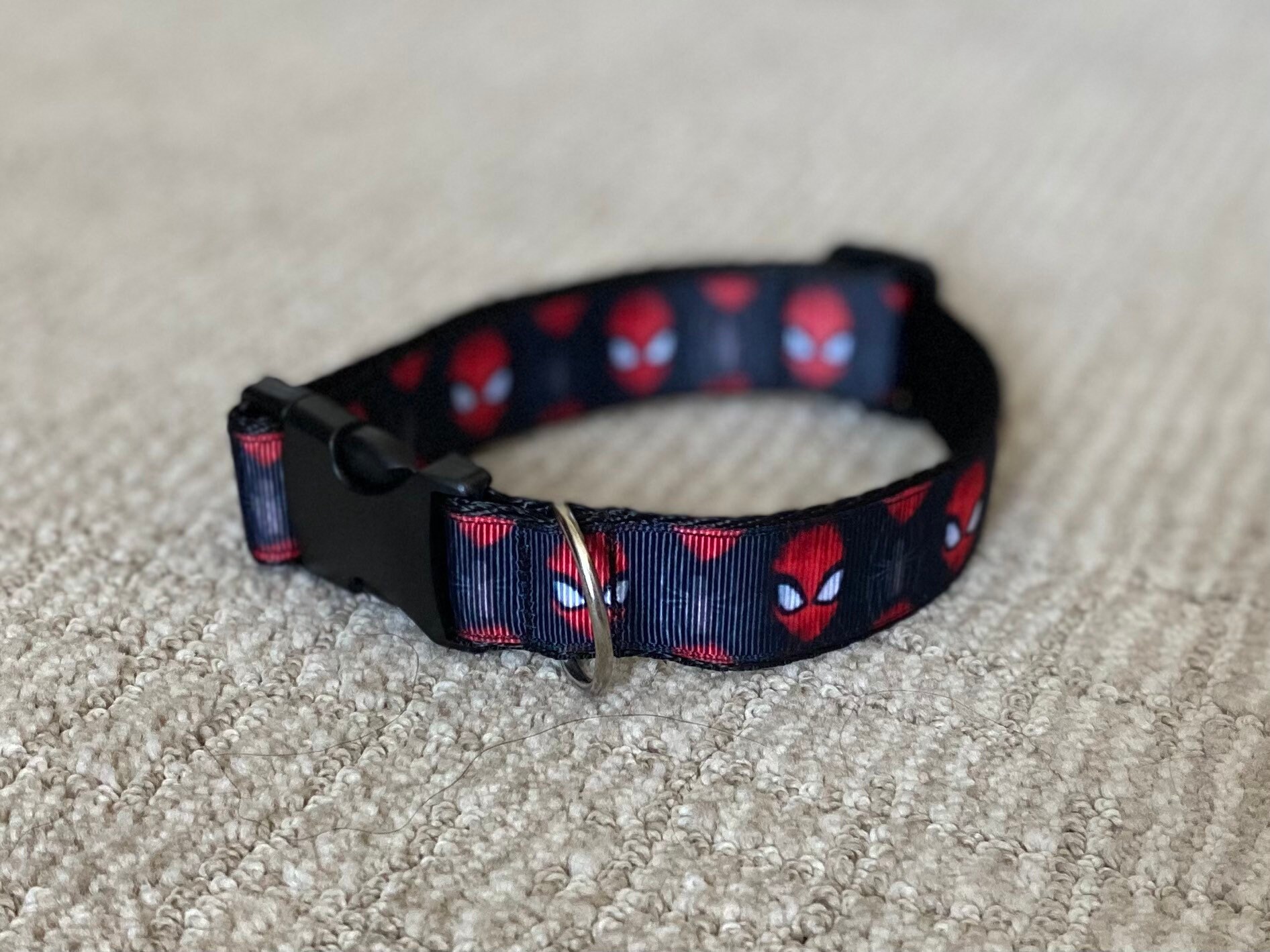 Spider man dog collar black spider offset. Machine washable. | Etsy