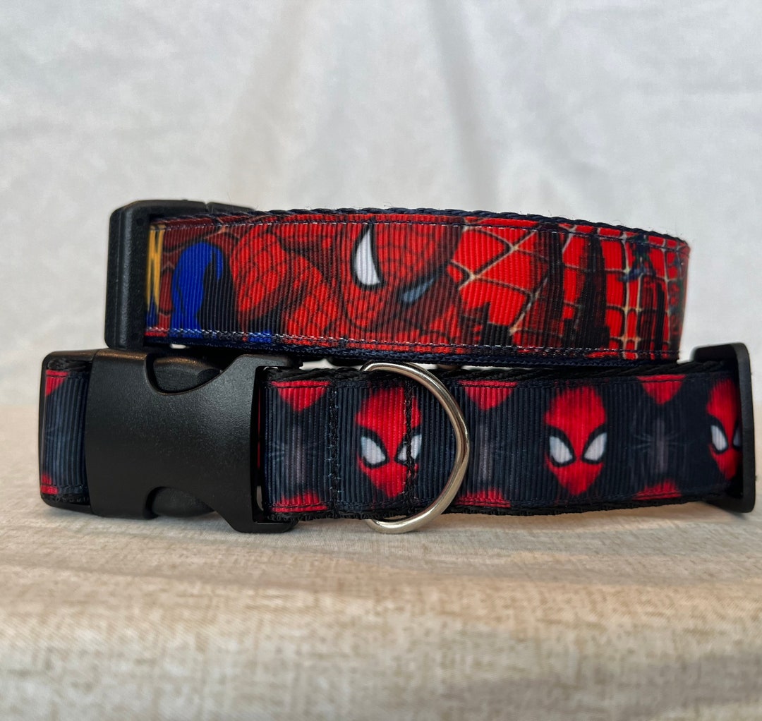 Spider Man Dog Collar, Black Spider Offset. Machine Washable ...