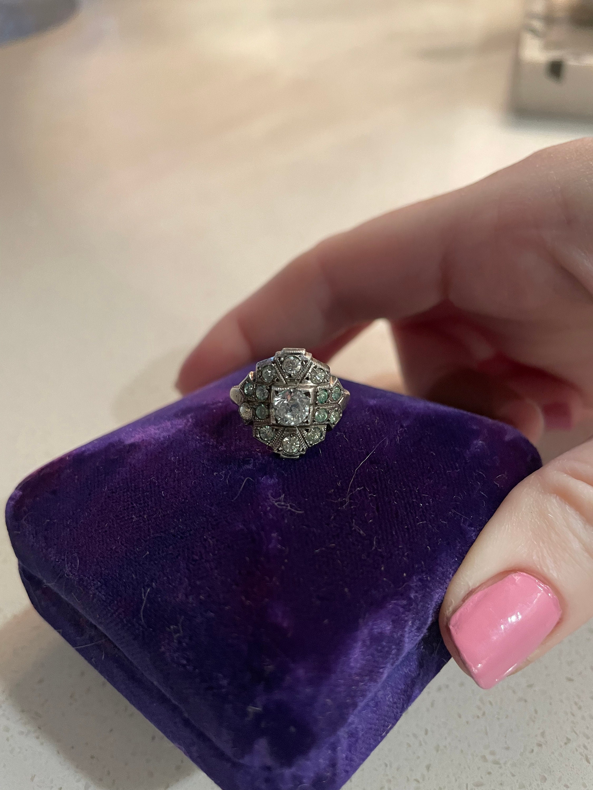 Vintage Genuine 1930s Art Deco Silver & Paste Stones Ring - Etsy