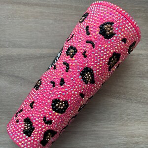 Cheetah Print Rhinestone Tumbler | Rhinestone Tumbler| Blinged Tumbler ...