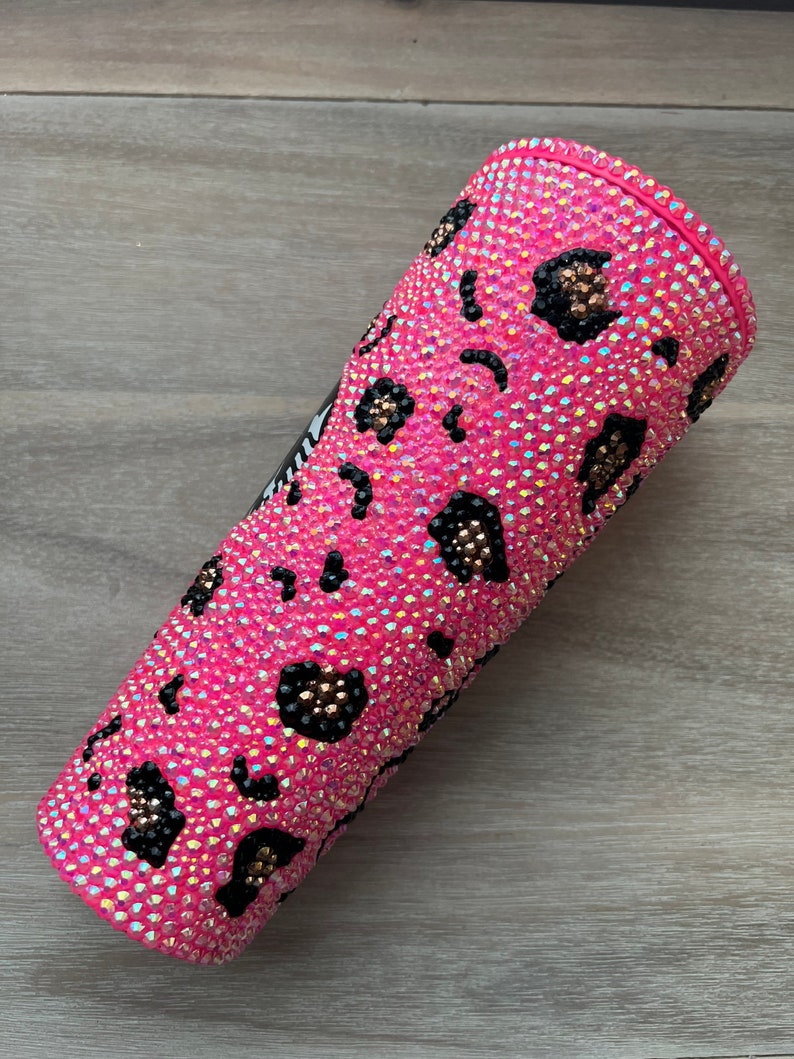 Cheetah Print Rhinestone Tumbler Rhinestone Tumbler Blinged - Etsy