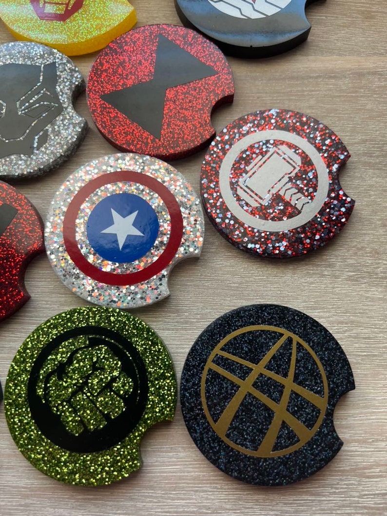 Avengers Car Coasters Avengers Cup Avengers Set of Two - Etsy