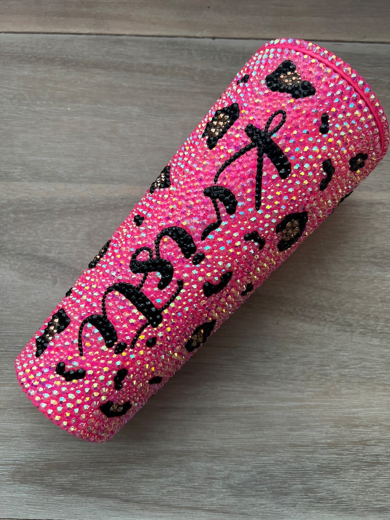 Cheetah Print Rhinestone Tumbler Rhinestone Tumbler Blinged - Etsy