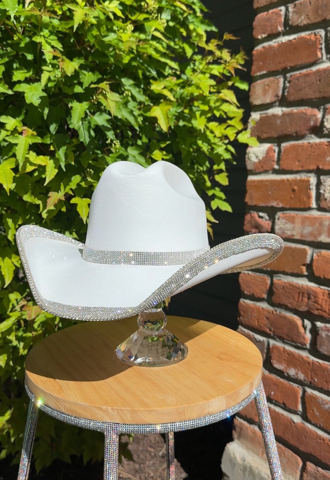 Rimmed Rhinestone Cowgirl Hat. Western Wedding. Country Concert. Space ...