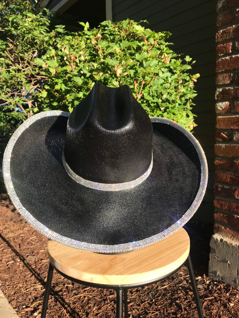 Rimmed Rhinestone Cowgirl Hat. Western Wedding. Country - Etsy