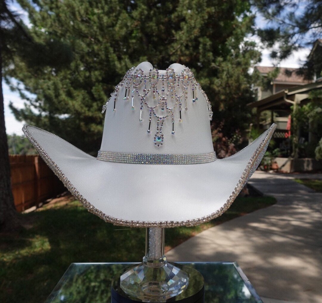 Rhinestone Crown Fringe. Cowgirl Hat. Western Wedding. - Etsy