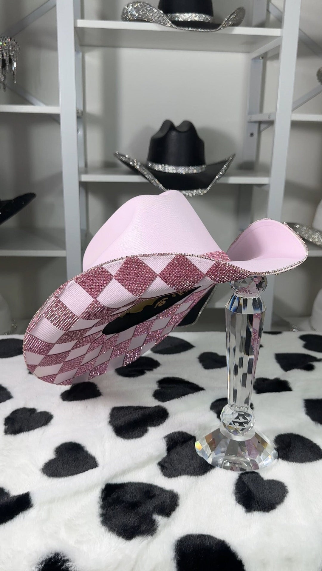 Checker or Diamond Rhinestone Cowgirl Hat . Western Wedding. Country ...