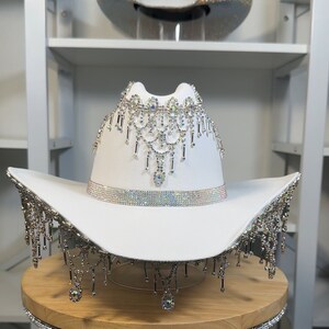 Fringe Rhinestone Cowgirl Hat. Western Wedding. Country Concert. Space ...