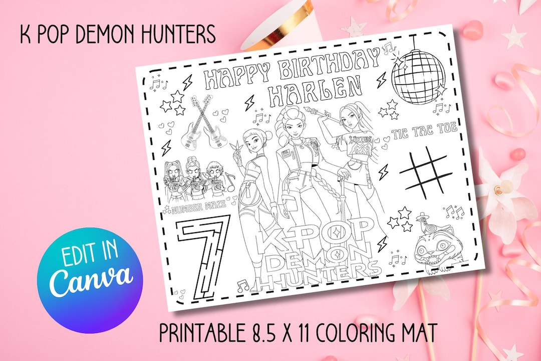K POP Demon Hunters Coloring Page, K POP Activity Sheet, Printable Pdf ...