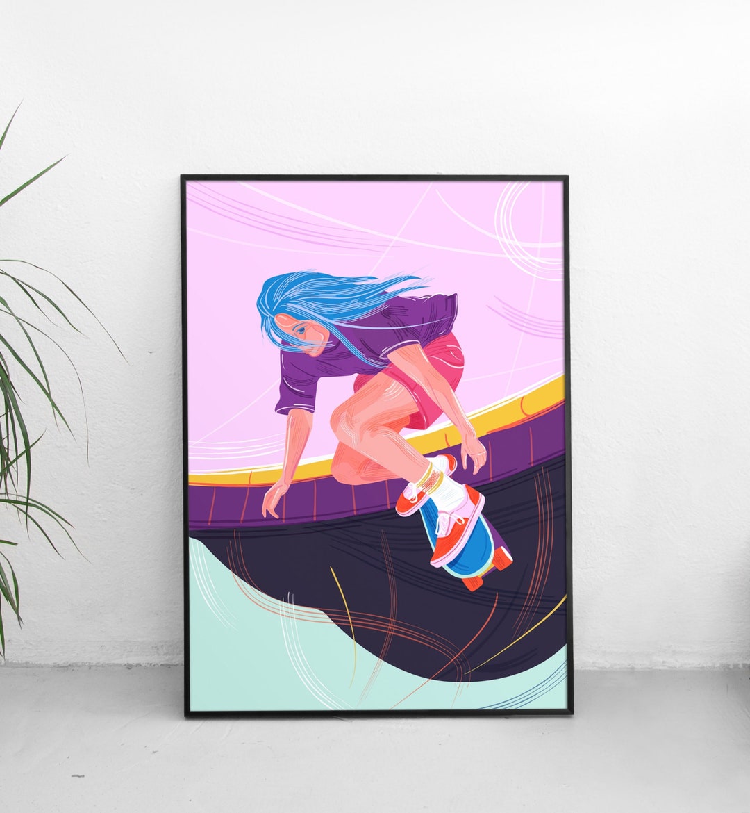 Skater Girl Poster Art Print Beautiful Wall Art for Your Home A4 A3 B2 ...