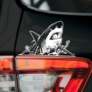 Peeking Monster Shark Decal for Cars or Trucks, Die-cut Vinyl Sticker ...