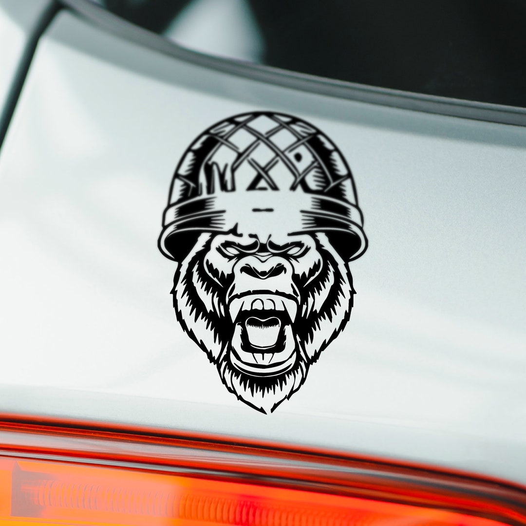Gorilla Monkey Soldier Sticker Decal for Your Truck, Motorcycle, Car ...