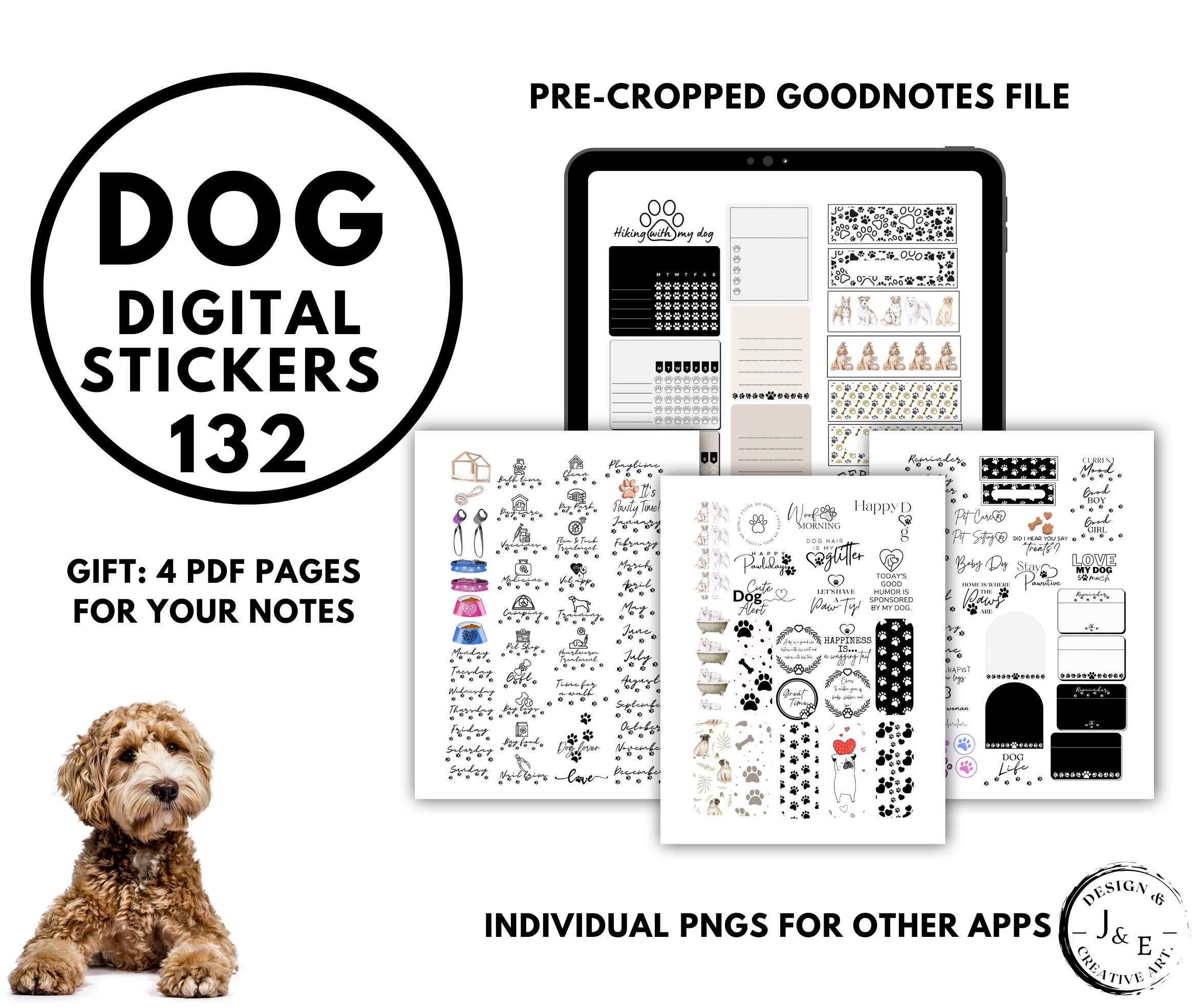 Dog Goodnotes Stickers, Pet Care Stickers for Digital Planners, Dog ...