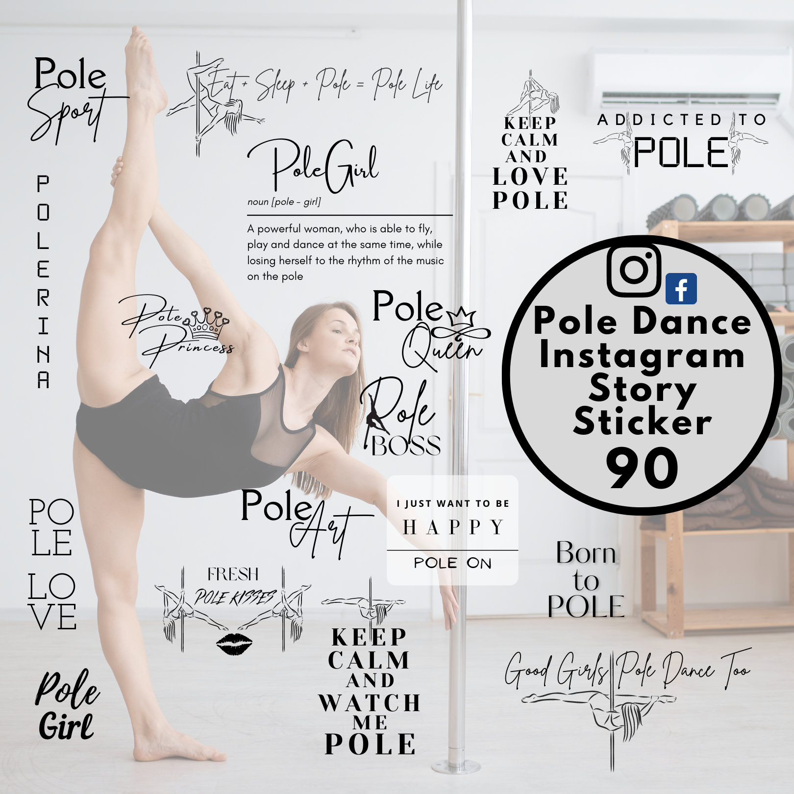 90 Pole Dance Instagram Story Stickers, Pole Dancing Instagram Story ...