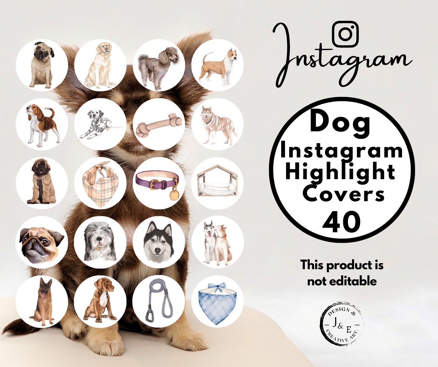 40 Dog Instagram Highlight Covers, Watercolor Dogs Life Instagram ...