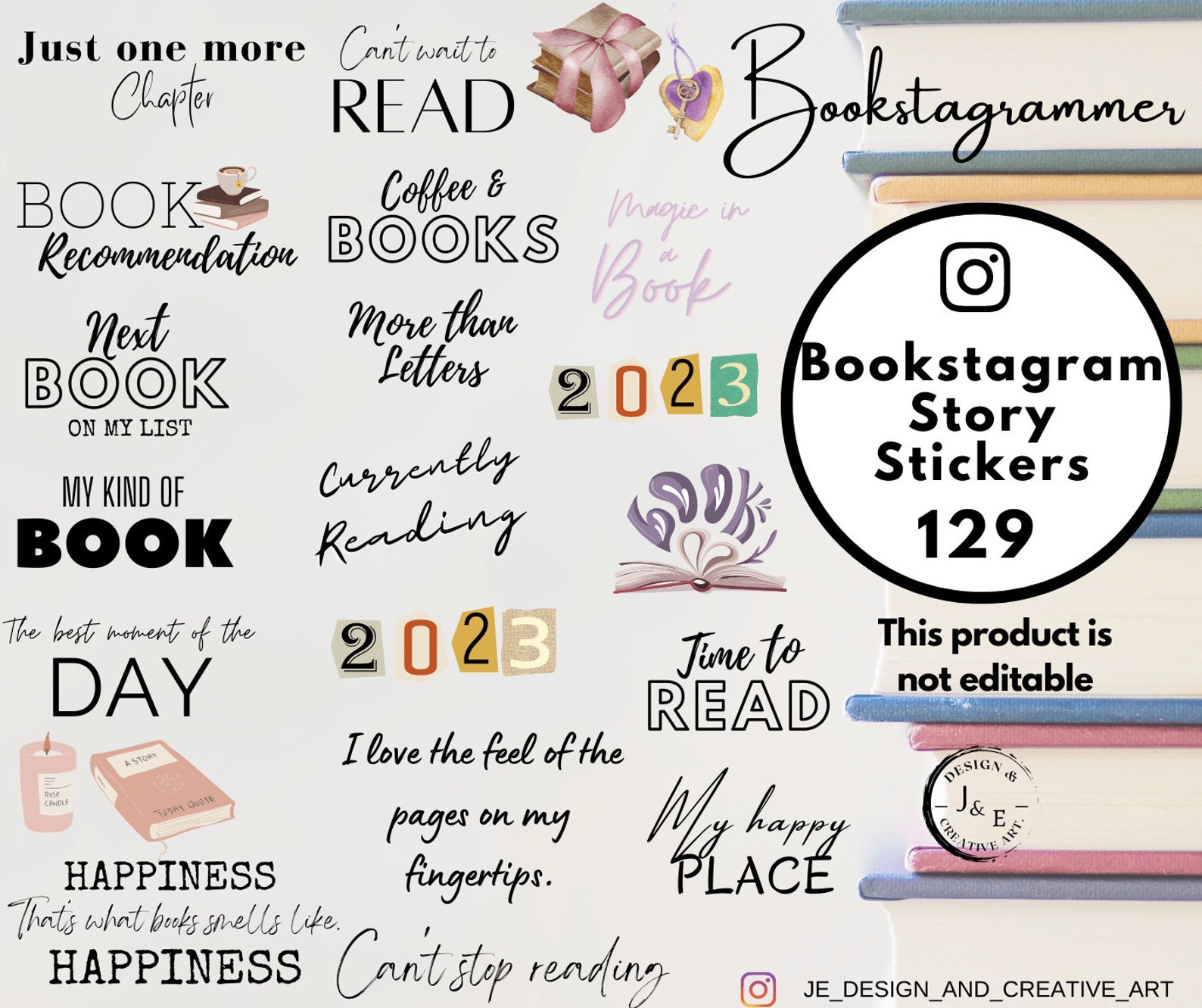 Bookstagram Story Stickers Bookworm Instagram Sticker Pack - Etsy