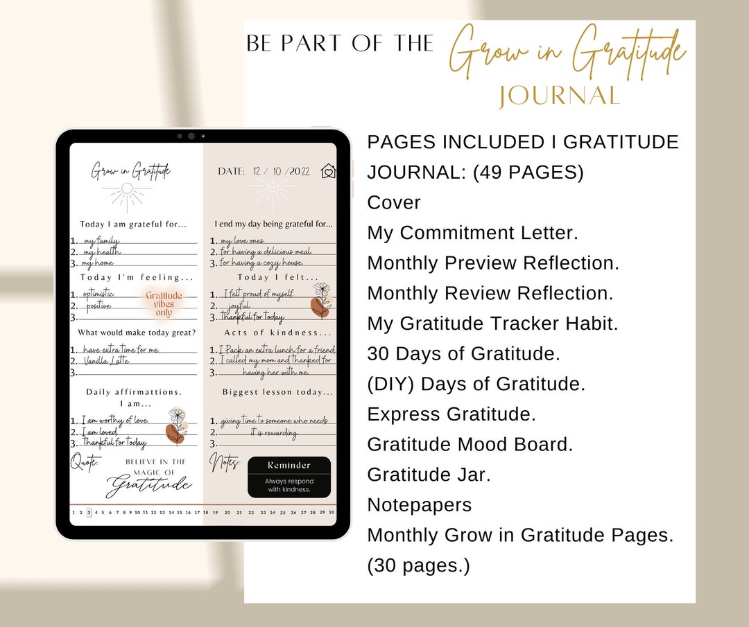 Digital Gratitude Journal, Daily Reflection Journal, 5 Minute Journal ...