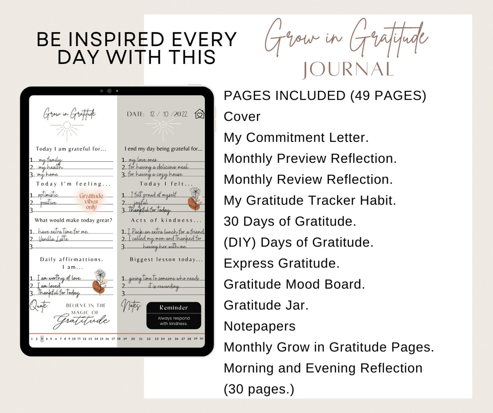 Grow in Gratitude Journal, Digital Gratitude Journal, Daily Reflection ...