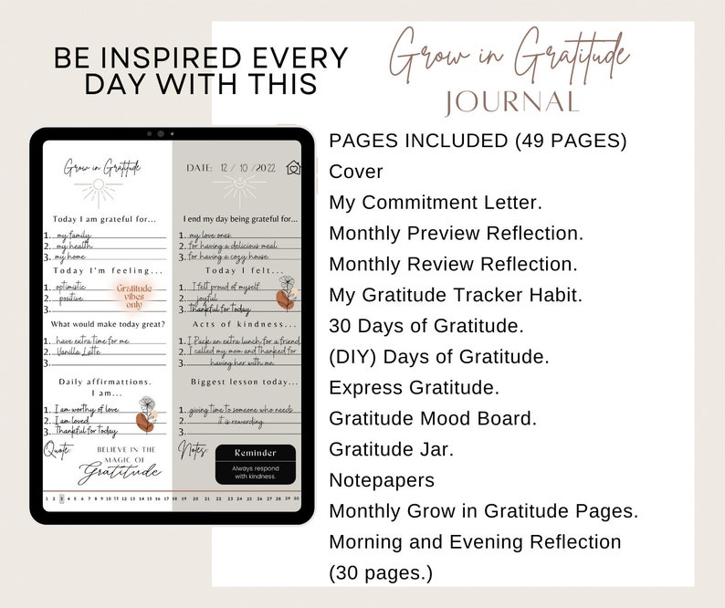 Grow in Gratitude Journal Digital Gratitude Journal Daily - Etsy