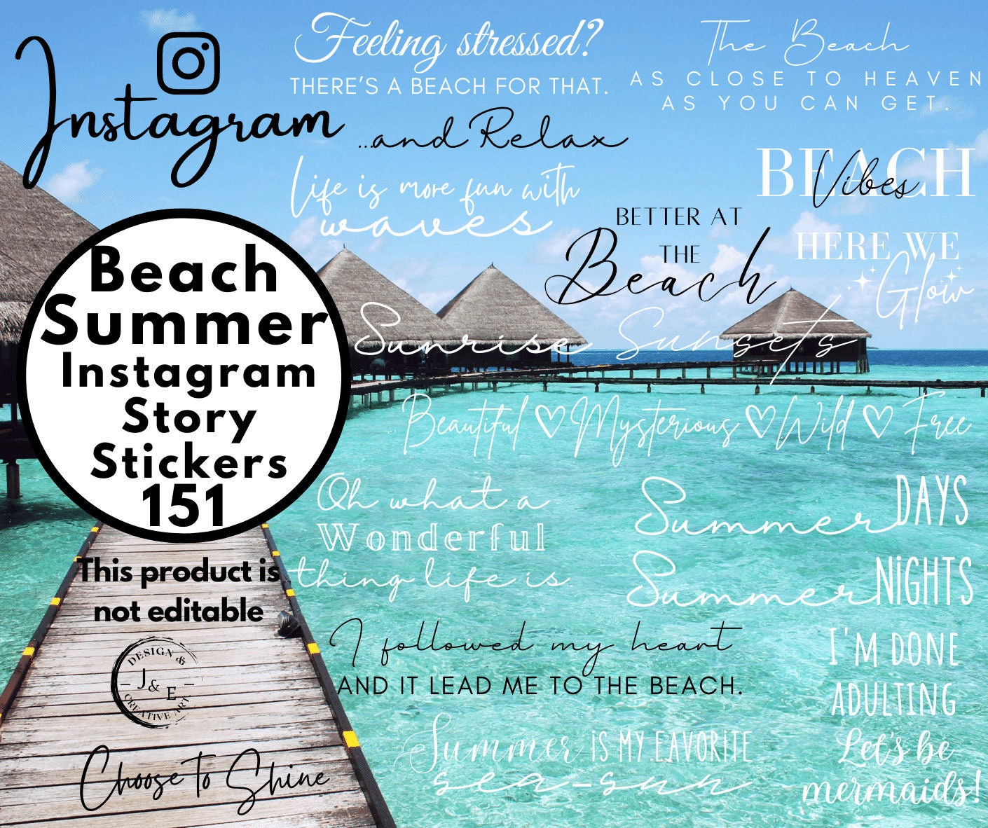Summer Instagram Story Sticker, Beach Instagram Story Sticker, Travel ...