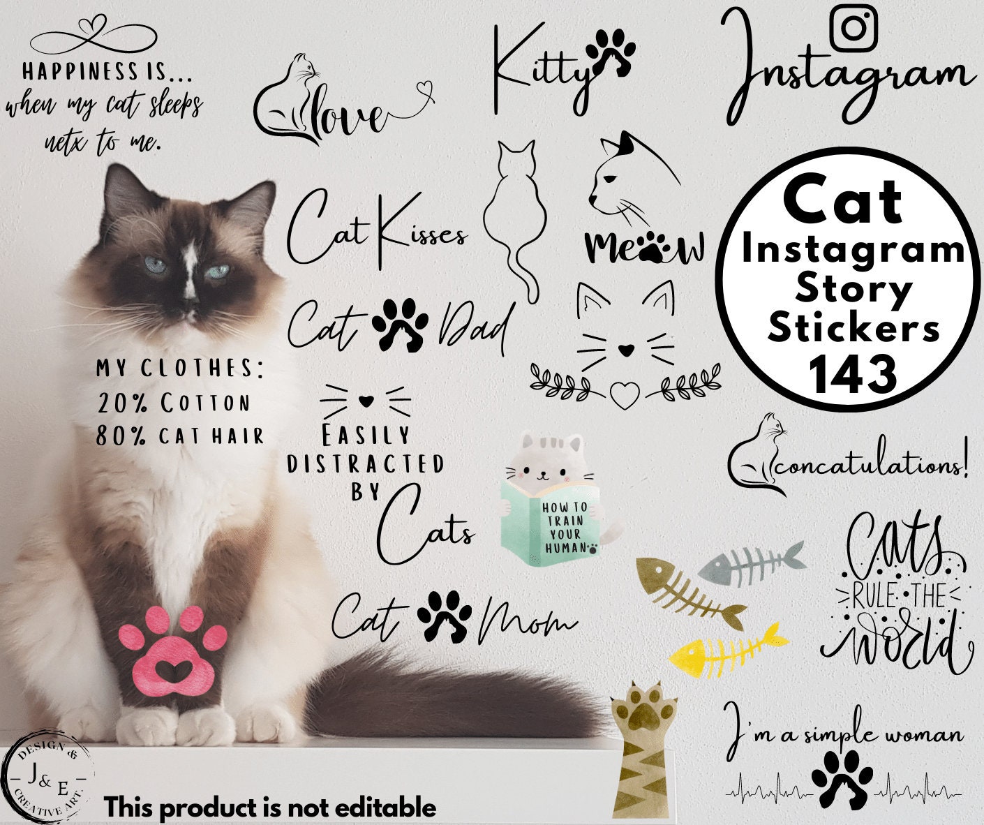 Cat Instagram Story Sticker, Pet Story Stickers, Cat Instagram Sticker ...