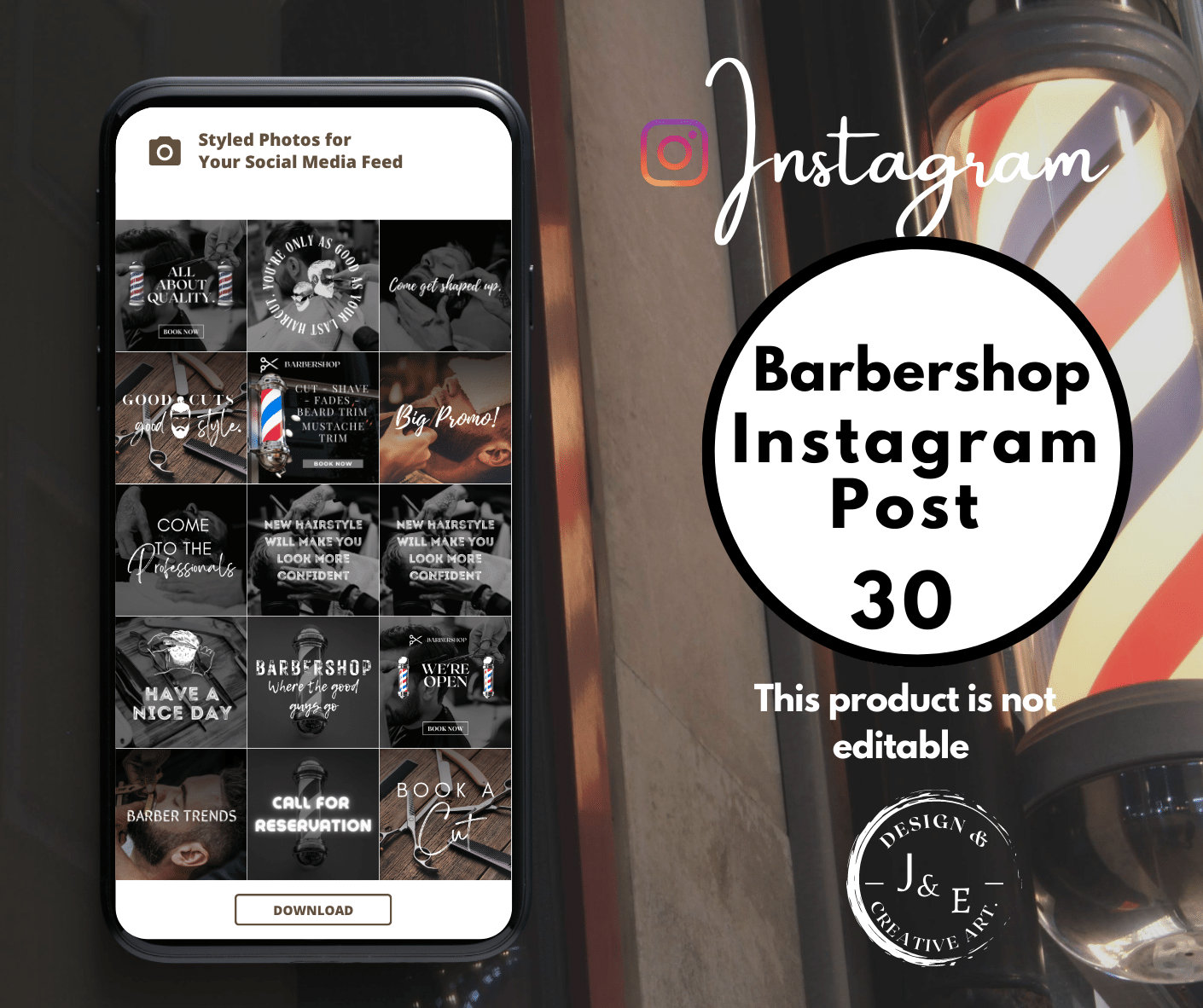 90 Barber Instagram Post Template, Barbershop Instagram Feed Design ...