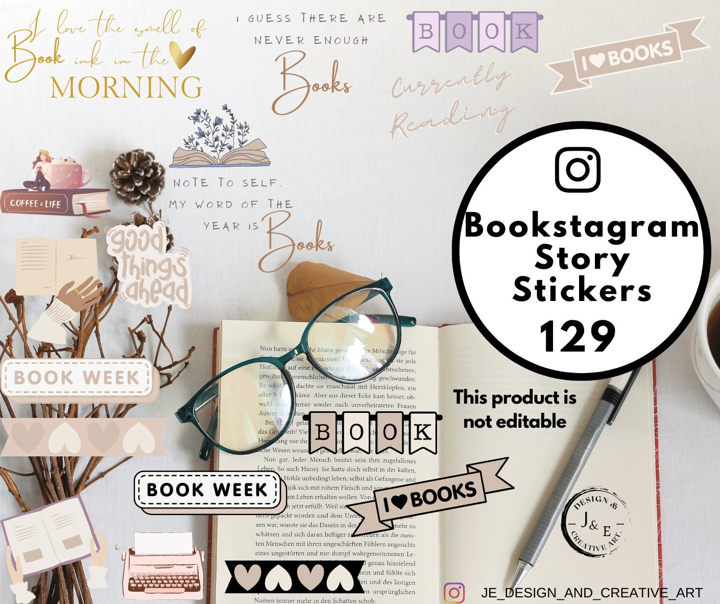 Bookstagram Story Stickers Bookworm Instagram Sticker Pack - Etsy