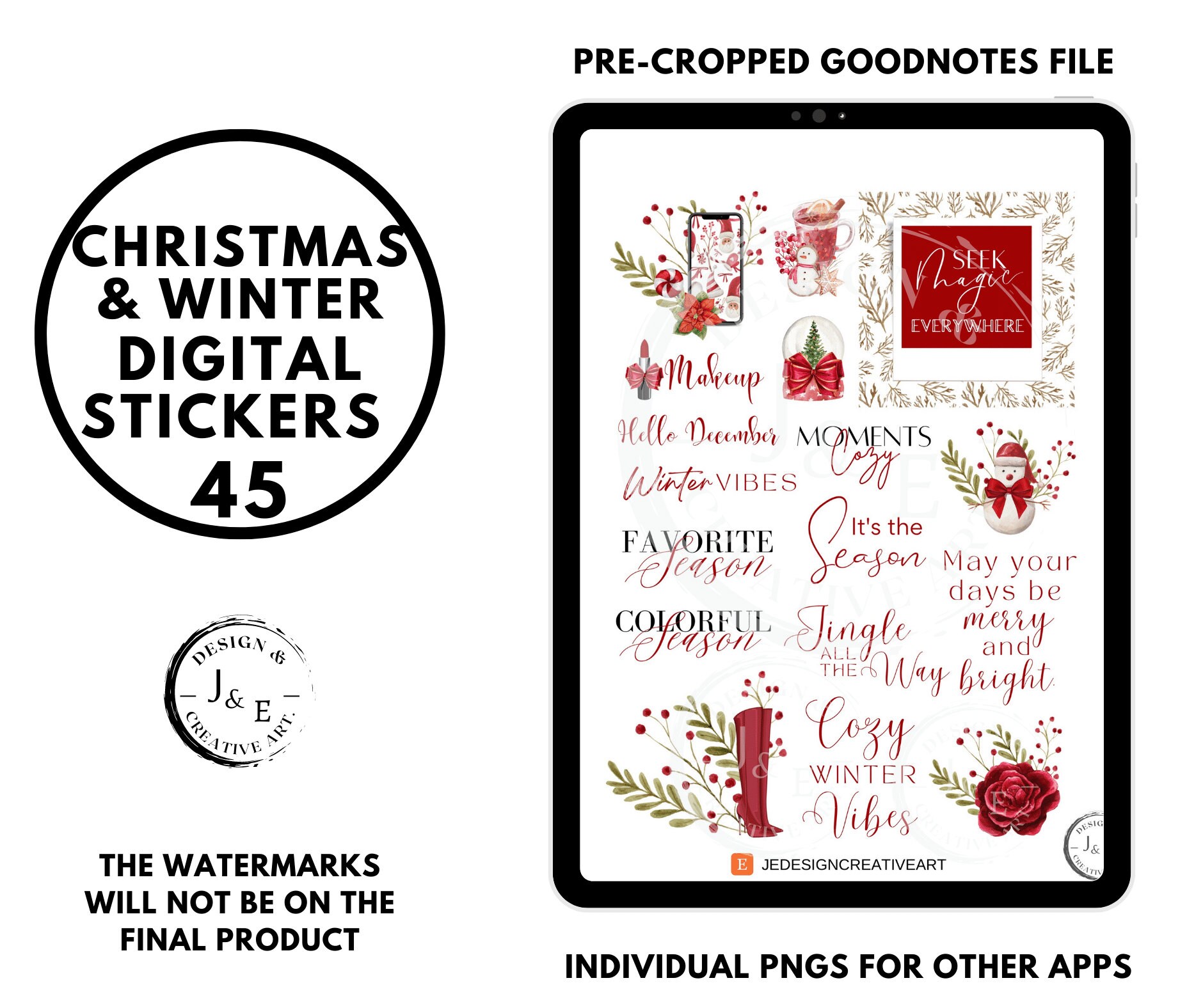 Christmas Goodnotes Stickers, Winter Digital Sticker, Christmas Theme ...