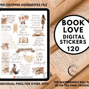 Book Love Digital Stickers for Goodnotes Bookworm - Etsy