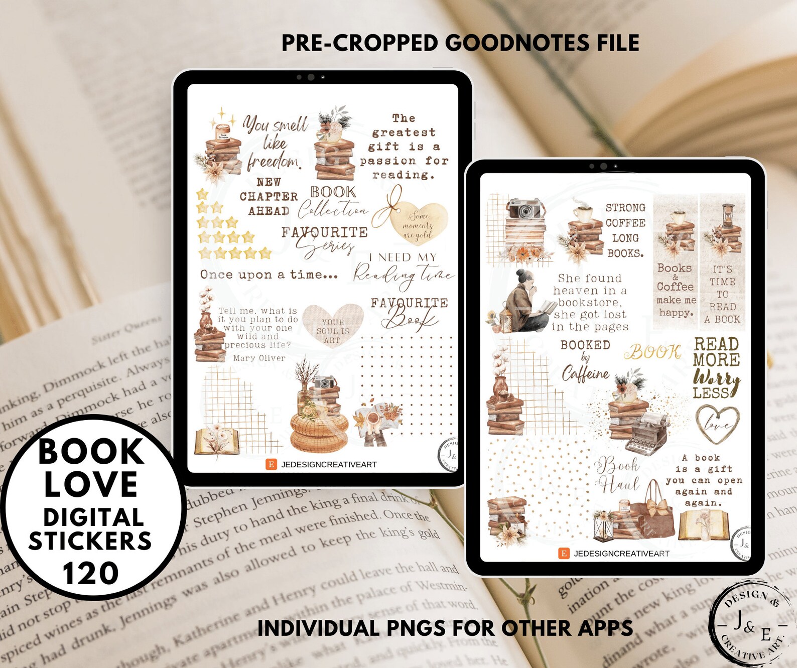 Book Love Digital Stickers for Goodnotes Bookworm - Etsy