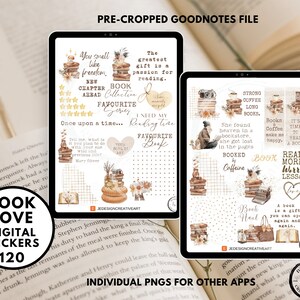 Book Love Digital Stickers for Goodnotes, Bookworm Stickerbook, Digital ...