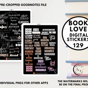 Book Love Digital Stickers for Goodnotes, Bookworm Stickerbook, Digital ...