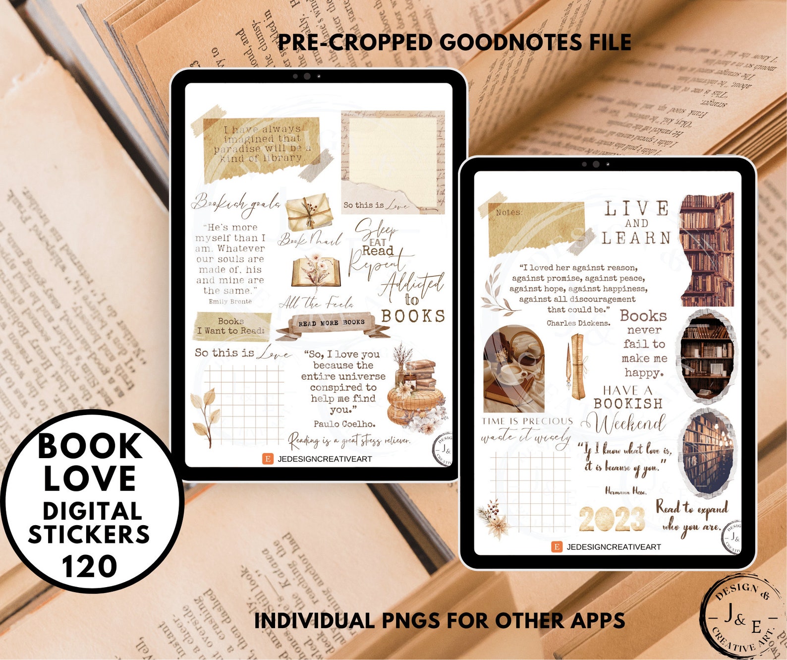 Book Love Digital Stickers for Goodnotes Bookworm - Etsy