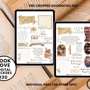 Book Love Digital Stickers for Goodnotes, Bookworm Stickerbook, Digital ...