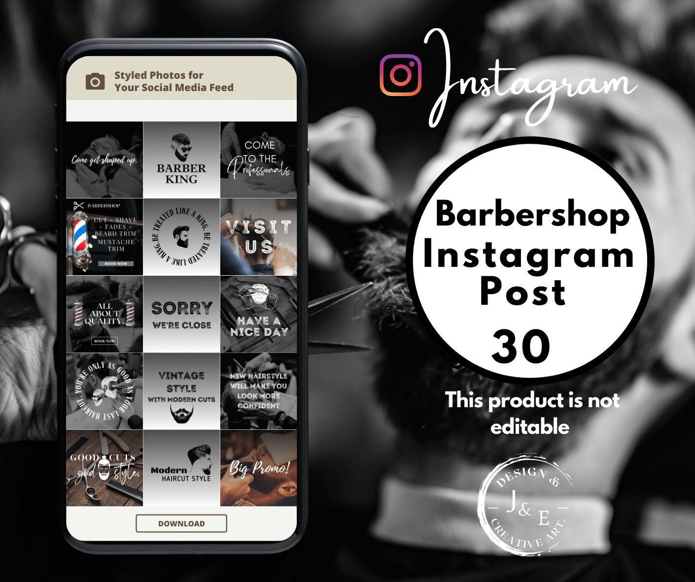 90 Barber Instagram Post Template, Barbershop Instagram Feed Design ...