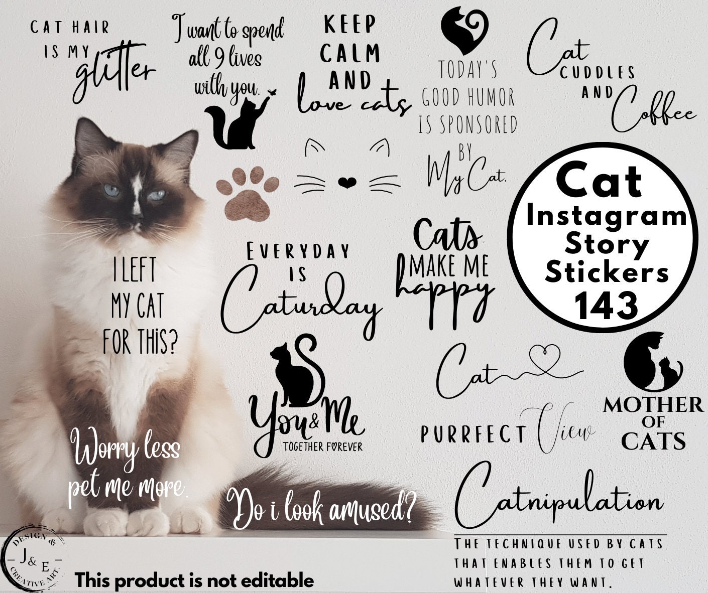 Cat Instagram Story Sticker, Pet Story Stickers, Cat Instagram Sticker ...