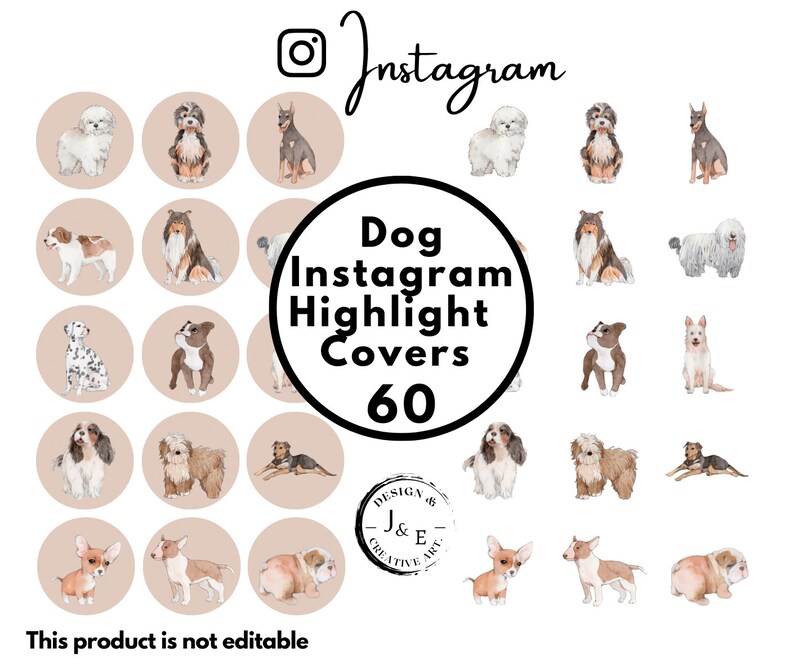 60 Dog Instagram Highlight Covers, Watercolor Dogs Life Instagram ...