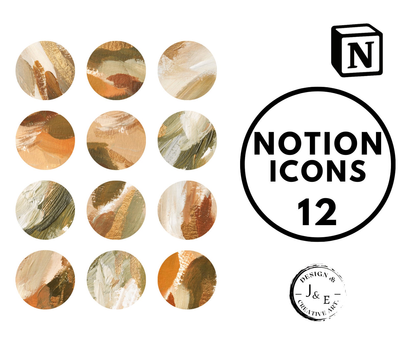 Notion Icons, Notion Aesthetic, Abstract Boho Notion Icons, Notion Icon ...