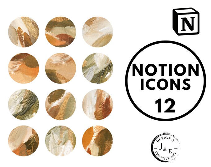 Notion Icons, Notion Aesthetic, Abstract Boho Notion Icons, Notion Icon Dashboard, Notion ...