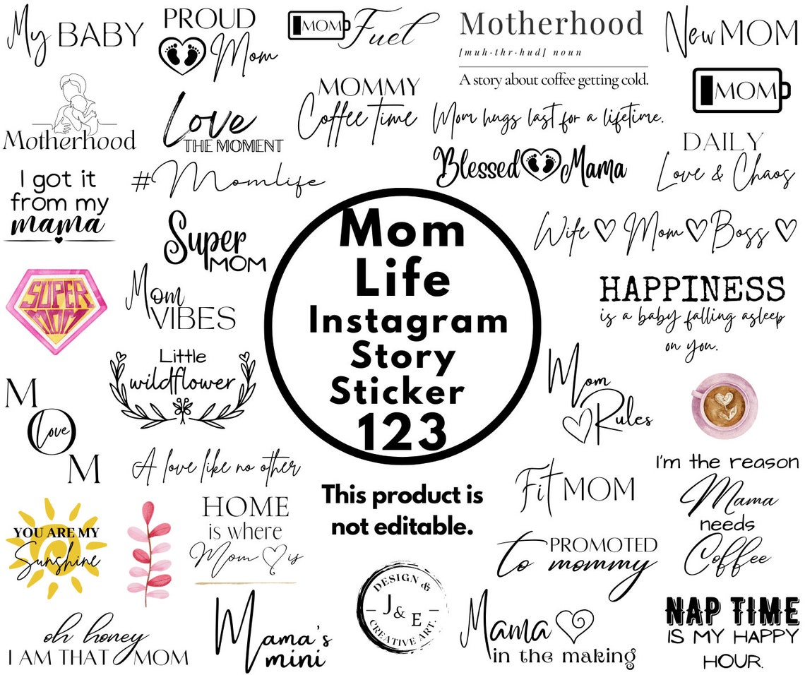 123 Mom Life Instagram Story Sticker, Mom IG Story Stickers, Mom ...