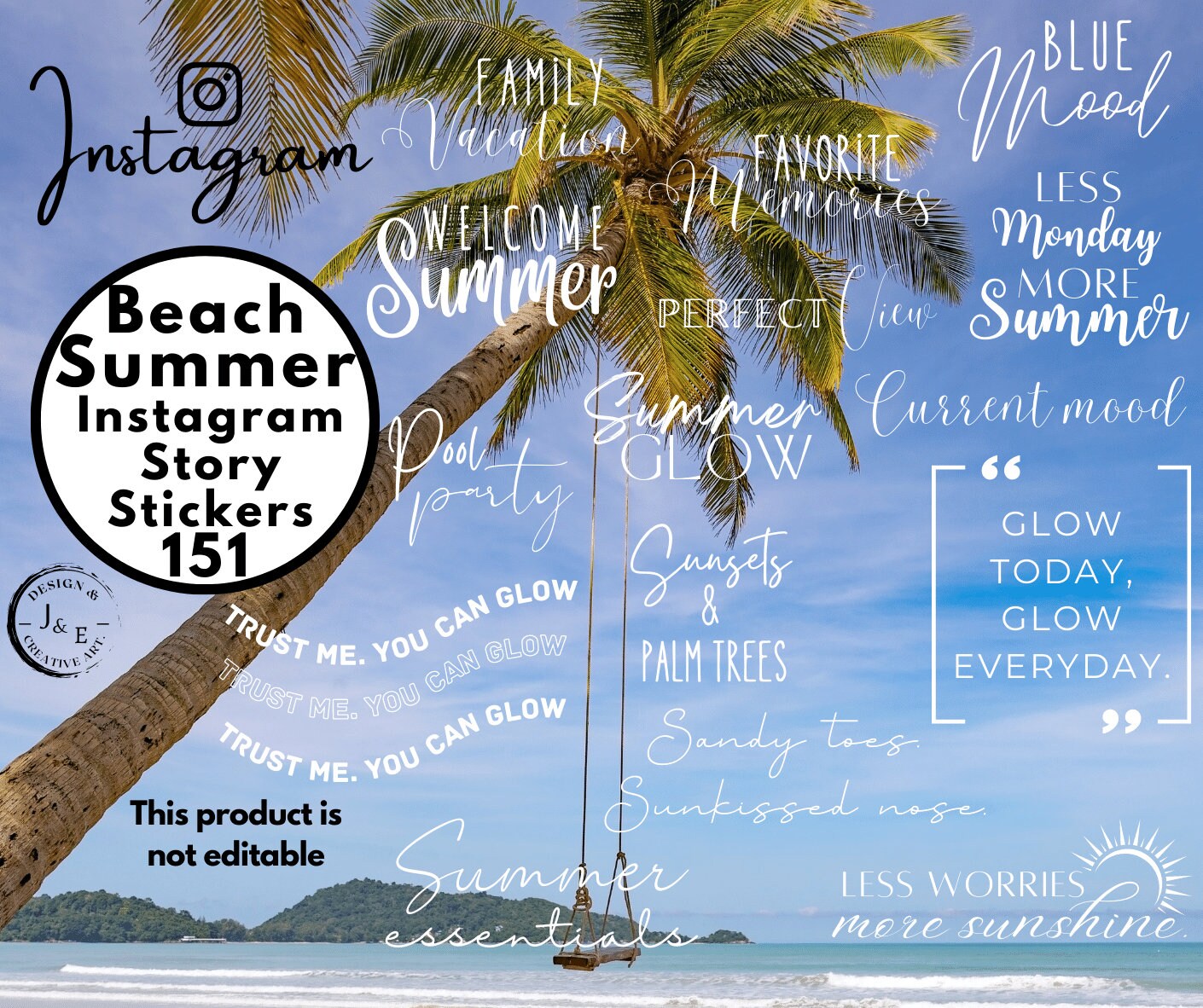 Summer Instagram Story Sticker, Beach Instagram Story Sticker, Travel ...