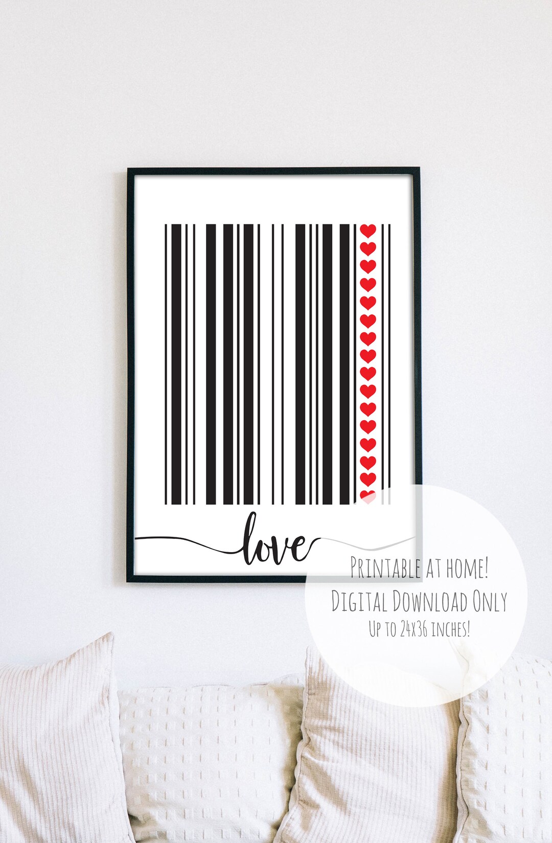 3 Barcode Love Print, Digital Download, Digital Art, Instant Download ...