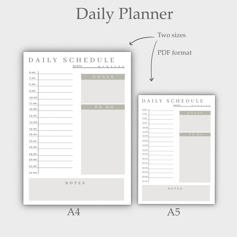 Daily Planner, Printable Daily Planner, Daily Schedule, Digital Planner ...
