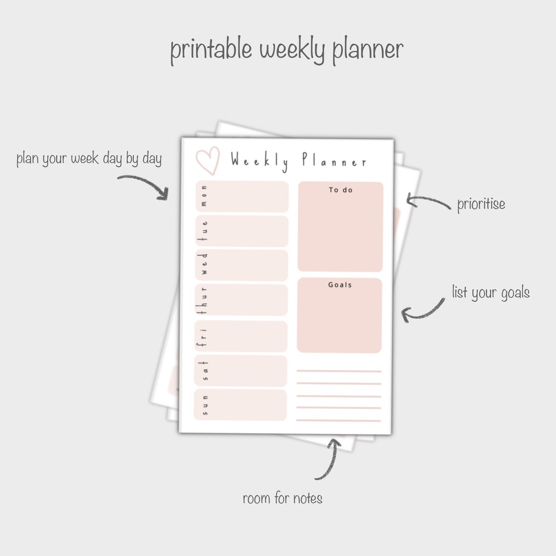 Weekly Planner, Printable Weekly Planner, Weekly Schedule, Digital ...