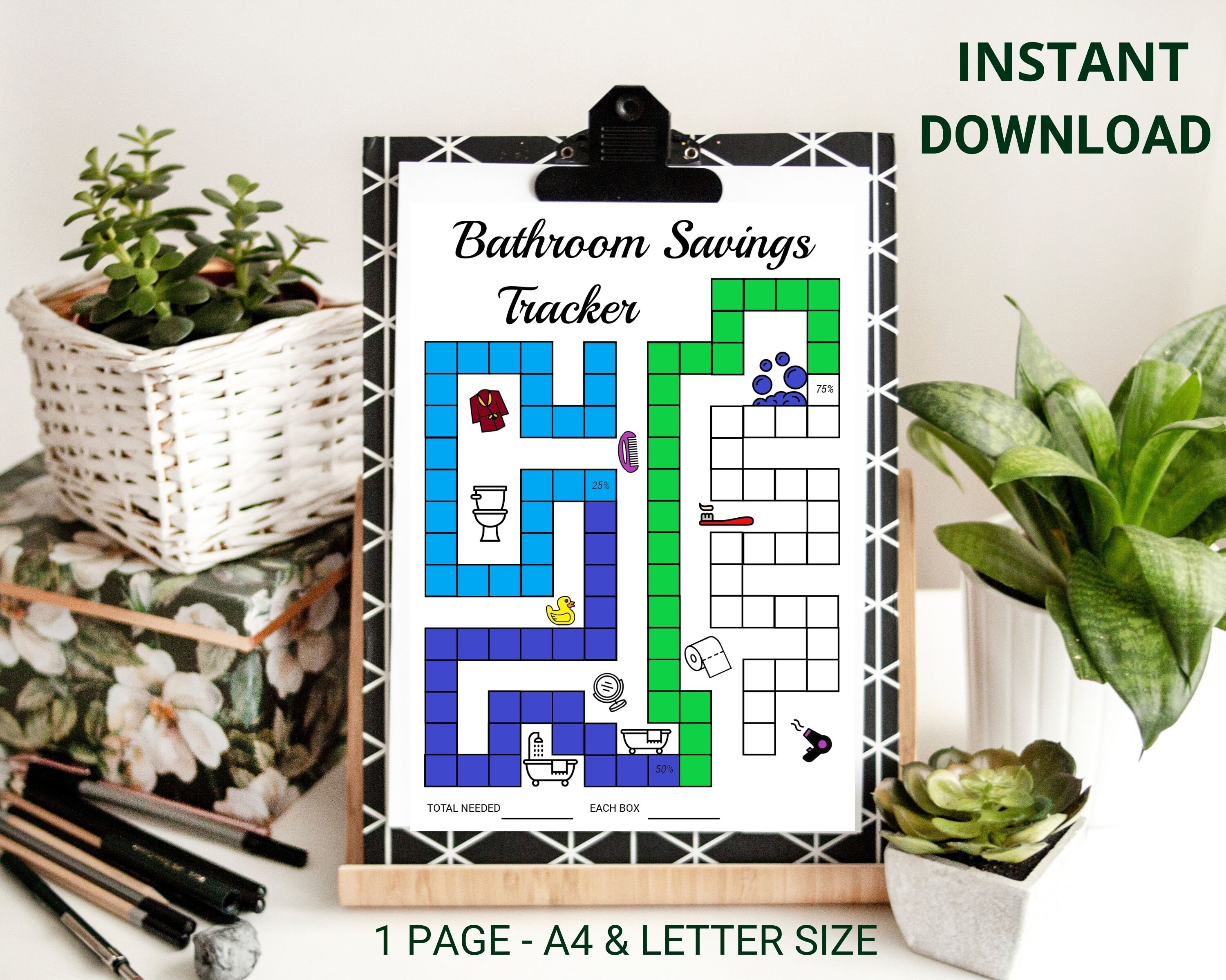 Bathroom Savings Tracker Digital Download - Etsy