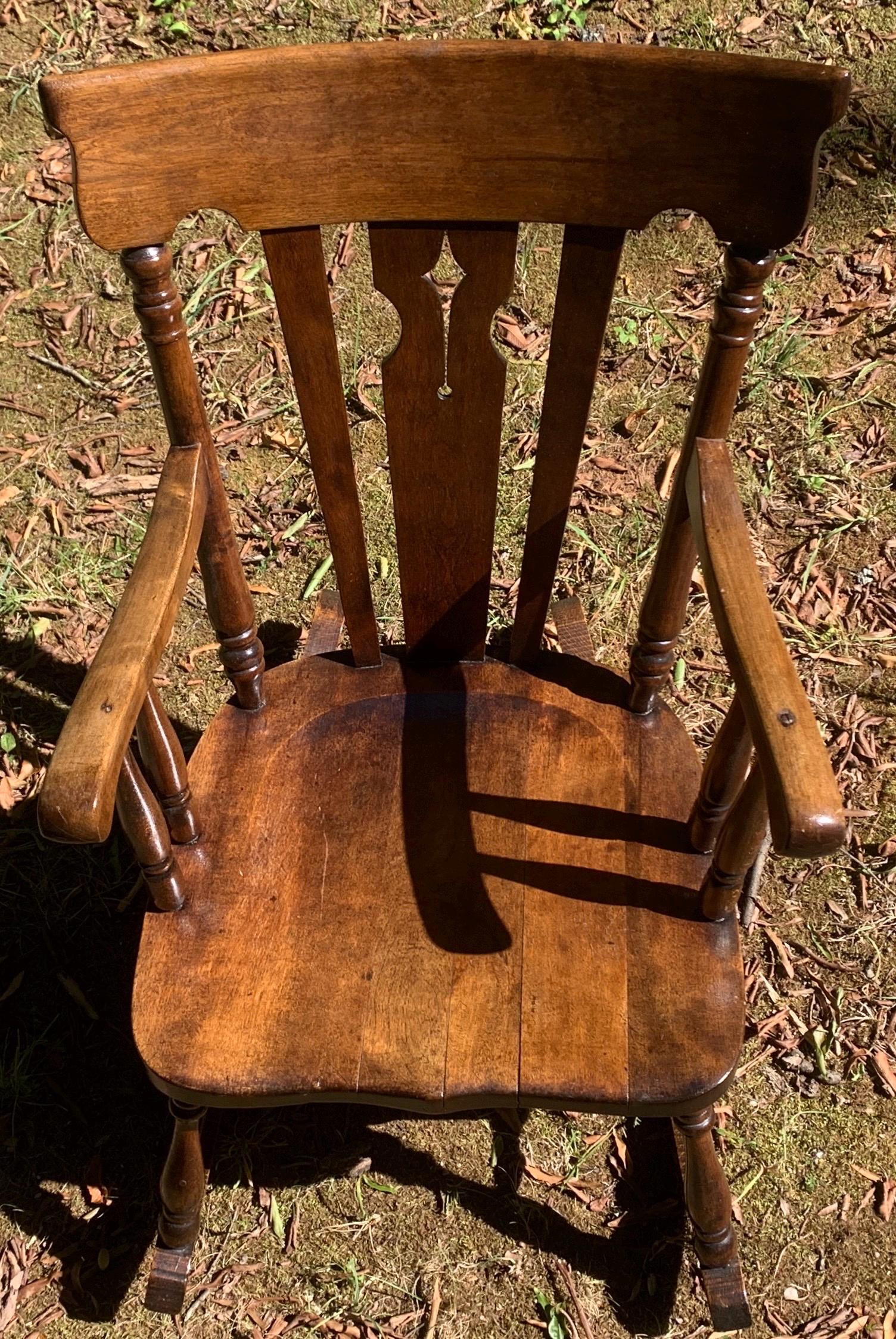 Antique Solid Oak Rocker Rocking Arm Chair Original Finish Handcrafted ...