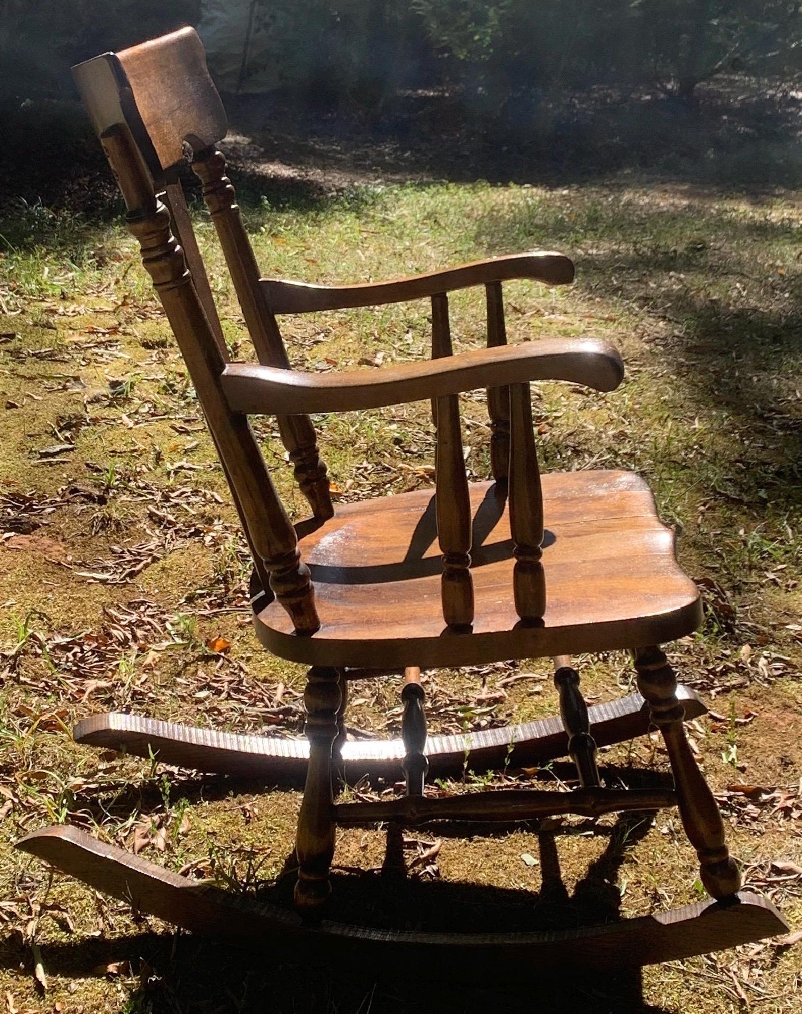Antique Solid Oak Rocker Rocking Arm Chair Original Finish Handcrafted ...