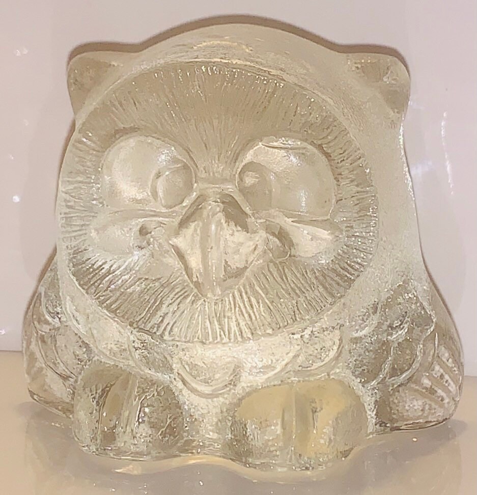 Vintage Mid Century Modern GOEBEL Glass Bird / Owl Figurine Paperweight ...