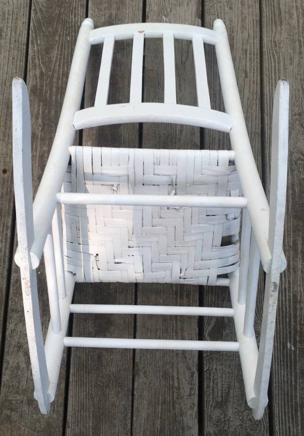 Antique White Wooden Shaker Split Hand Woven Seat Kid's Child Children ...