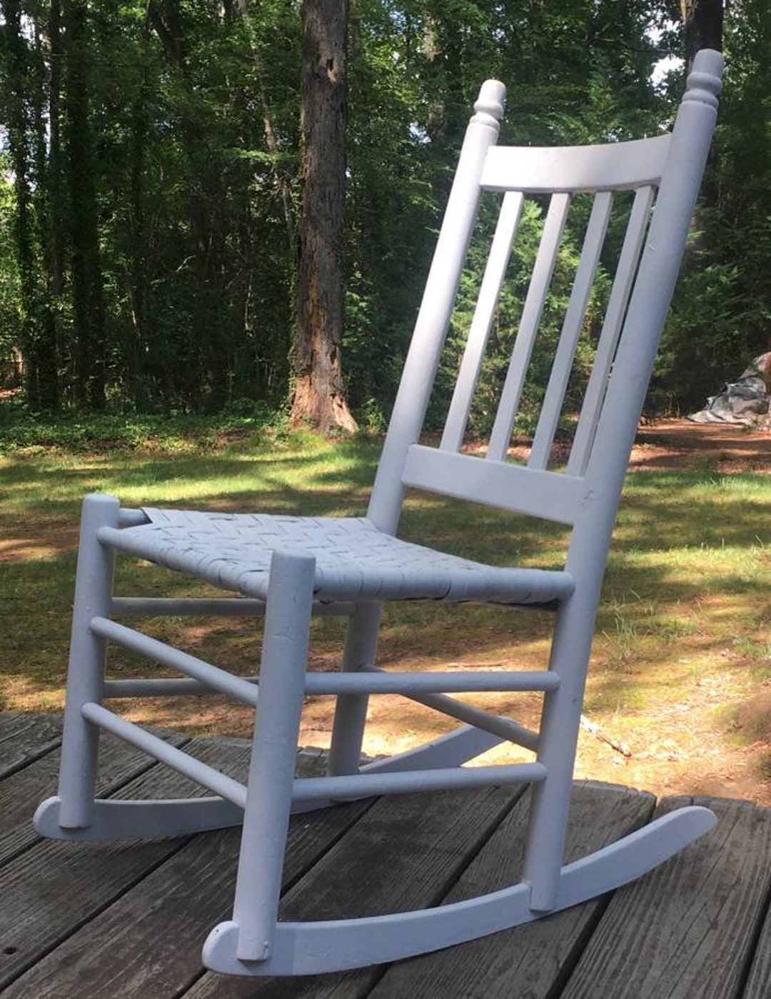 Antique White Wooden Shaker Split Hand Woven Seat Kid's Child Children ...